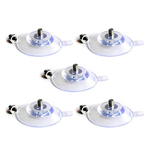 M5 Screw Suction Cup Hook,Diameter 1.6 Inch Diameter Clear PVC Threaded Suction Cup with Screw Cap Nut,5 PCS,(M5 - D 4 cm)