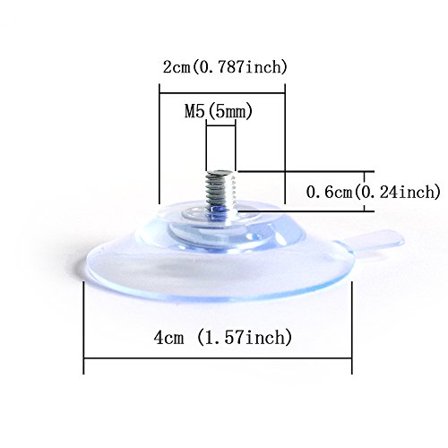 M5 Screw Suction Cup Hook,Diameter 1.6 Inch Diameter Clear PVC Threaded Suction Cup with Screw Cap Nut,5 PCS,(M5 - D 4 cm)