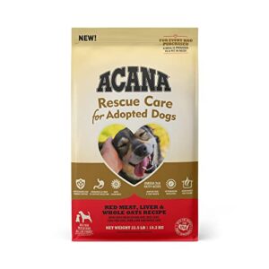 acana rescue care for adopted dogs, red meat, liver & whole oats recipe, 22.5lb | premium dry dog food