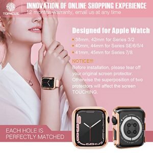 top4cus 40mm Case Compatible with Apple Watch, with Built-in Tempered Glass Screen Protector, PC Cover for iWatch Series 8/7/SE 6 5 4/3 2 for Choice (40mm, Pink + Rose Gold Edge)