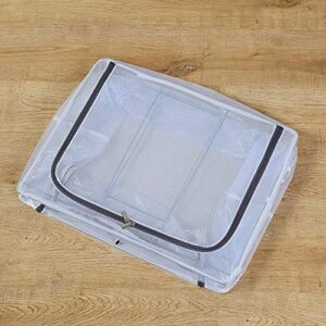 Kaysun Stackable Closet Clear Storage Bins with Lids Waterproof Foldable Steel Frame Storage Box for Clothes 66L Baby Cloth Storage bag Organizer for Bedding Clothing Toy(2-Pack) (Grey,19.7x15.7x13'')