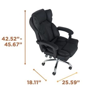 Comfty Padded Headrest and Chrome Base Deluxe Executive Leather Office Chair, 42.52”-45.67, Black