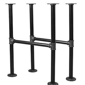 Niubid 28 Inch Industrial Pipe Table Leg Set - Iron Base LegsCoffee & End Tables, Desks, Nightstand - Vintage, Mid-Century Modern Aesthetic - Dark Grey Black Rough Pipes