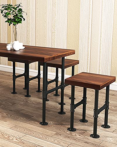 Niubid 28 Inch Industrial Pipe Table Leg Set - Iron Base LegsCoffee & End Tables, Desks, Nightstand - Vintage, Mid-Century Modern Aesthetic - Dark Grey Black Rough Pipes