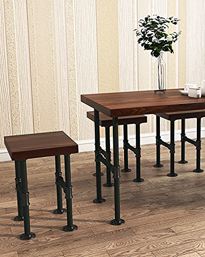 Niubid 28 Inch Industrial Pipe Table Leg Set - Iron Base LegsCoffee & End Tables, Desks, Nightstand - Vintage, Mid-Century Modern Aesthetic - Dark Grey Black Rough Pipes