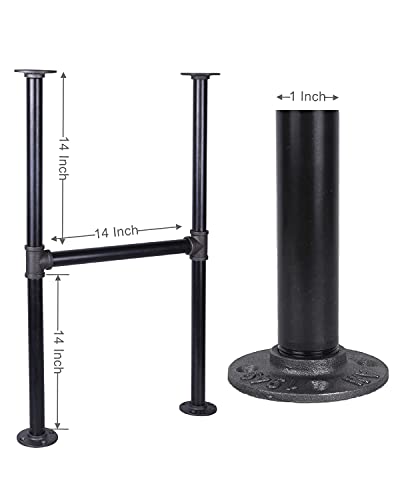 Niubid 28 Inch Industrial Pipe Table Leg Set - Iron Base LegsCoffee & End Tables, Desks, Nightstand - Vintage, Mid-Century Modern Aesthetic - Dark Grey Black Rough Pipes