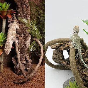 Hamiledyi Reptile Jungle Vines Bend A Branch 4Pcs Fake Leaves Hanging Terrarium Plant Decor for Bearded Dragon Lizard Gecko Snake Chameleon Frog Hermit Crab Tank Habitat Decorations Climbing