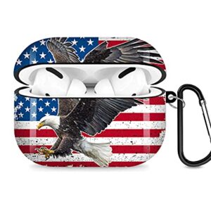 Eagle Flag Airpods Case Compatiable with Airpods pro - Airpods pro Cover with Key Chain, Full Protective Durable Shockproof Personalize Wireless Headphone Case