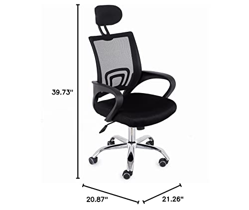 Comfty Mesh Office Chair with Mid Back and Chrome Base, 39.73”-40.91”, Black