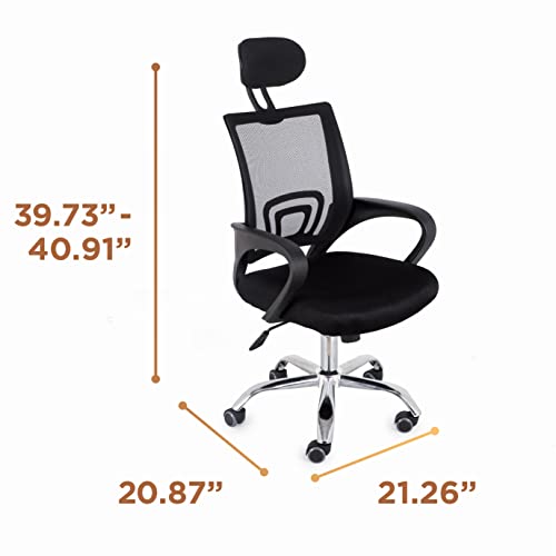 Comfty Mesh Office Chair with Mid Back and Chrome Base, 39.73”-40.91”, Black