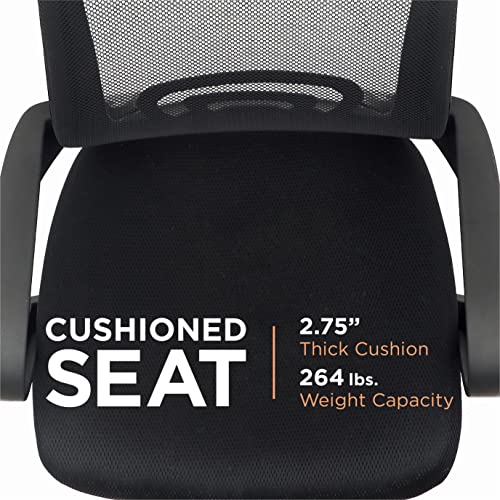 Comfty Mesh Office Chair with Mid Back and Chrome Base, 39.73”-40.91”, Black