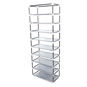 Savins Fashionable Room-saving 9 Lattices Non-woven Fabric Shoe Rack Gray