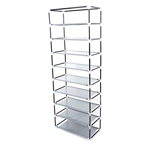 Savins Fashionable Room-saving 9 Lattices Non-woven Fabric Shoe Rack Gray