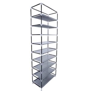 Savins Fashionable Room-saving 9 Lattices Non-woven Fabric Shoe Rack Gray