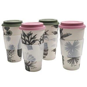 chef craft eco bamboo fiber travel mug, 22 ounce 4 piece set, natural