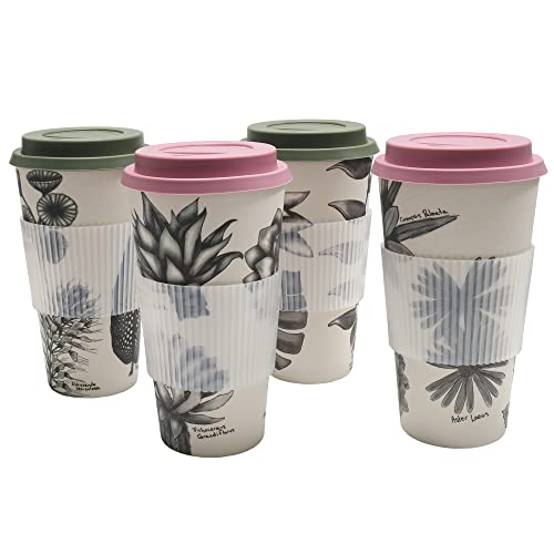 Chef Craft Eco Bamboo Fiber Travel Mug, 22 Ounce 4 Piece Set, Natural