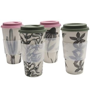 Chef Craft Eco Bamboo Fiber Travel Mug, 22 Ounce 4 Piece Set, Natural