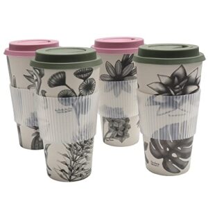 Chef Craft Eco Bamboo Fiber Travel Mug, 22 Ounce 4 Piece Set, Natural