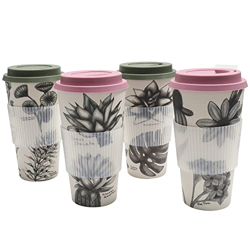 Chef Craft Eco Bamboo Fiber Travel Mug, 22 Ounce 4 Piece Set, Natural