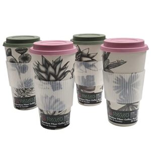 Chef Craft Eco Bamboo Fiber Travel Mug, 22 Ounce 4 Piece Set, Natural