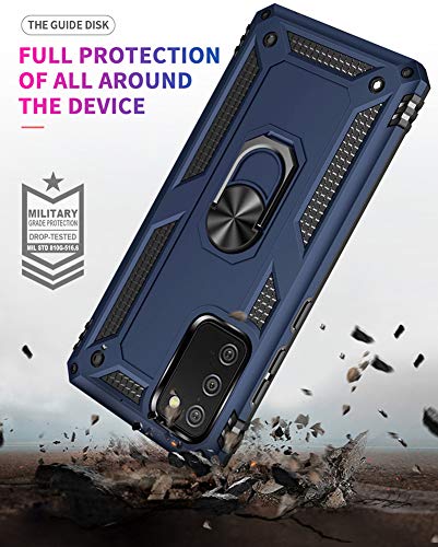 SKTGSLAMY for Samsung Galaxy A02S Phone Case,Galaxy A02S Case,with Screen Protector,[Military Grade] 16ft. Drop Tested Cover with Magnetic Kickstand Car Mount Protective Case for Samsung A02S, Blue