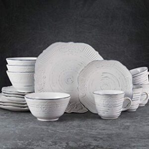 Pfaltzgraff Isabella 16 Piece Dinnerware Set, Gray