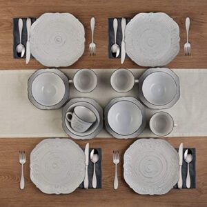 Pfaltzgraff Isabella 16 Piece Dinnerware Set, Gray