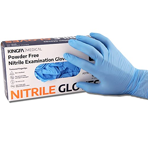 Nitrile Medical Exam Gloves - 510(k), Powder Free, Disposable, 4 mil Thickness, Blue (100, S)