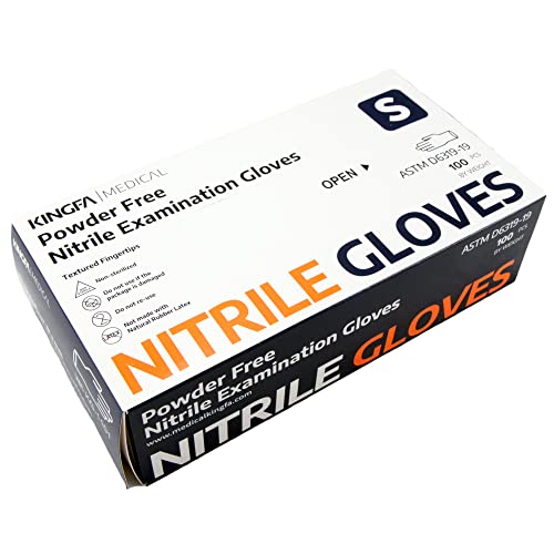 Nitrile Medical Exam Gloves - 510(k), Powder Free, Disposable, 4 mil Thickness, Blue (100, S)