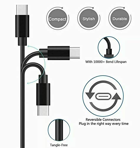 USB C Charger Charging Cable Cord Wire Compatible for Echo Buds 2, Raycon E25 Pro/E55,EarFun Air Pro/EarFun Free Pro,Sabbat E12 Ultra,TOZO T12 NC9 Wireless Earbuds Headphones Charging Cord (USB-C Port