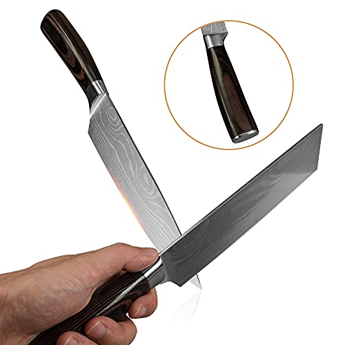 XYJ Professional Chef Knife Set Stainless Steel Kitchen Scissors Sharpener Rod Carry Bag Tools Laser Etched Sharp Blade Cleaver Santoku Knife For Cooking Cutter