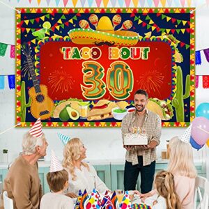 HAMIGAR 6x4ft Happy 30th Birthday Banner Backdrop - Taco Bout 30 Fiesta Mexican Cactus Birthday Decorations Party Supplies for Men