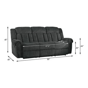 Lexicon Huddart Fabric Double Manual Reclining Sofa, 88" W, Charcoal Gray