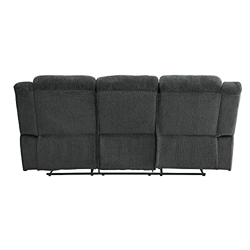 Lexicon Huddart Fabric Double Manual Reclining Sofa, 88" W, Charcoal Gray