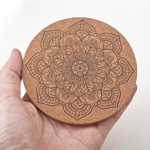 ionEgg Cork Coasters for Drinks Reusable Cup Coaster for Cold or Warm Drinks, Pack of 9 with Metal Holder