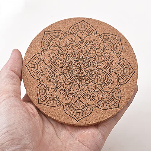 ionEgg Cork Coasters for Drinks Reusable Cup Coaster for Cold or Warm Drinks, Pack of 9 with Metal Holder