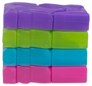 cool gear 4-pack fat ice pack | reusable ice blocks for lunch box, coolers, & more | bpa free with non-toxic freezer gel | keeps food cold & fresh