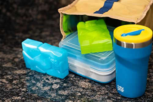 Cool Gear 4-Pack Fat Ice Pack | Reusable Ice Blocks for Lunch Box, Coolers, & More | BPA Free with Non-Toxic Freezer Gel | Keeps Food Cold & Fresh