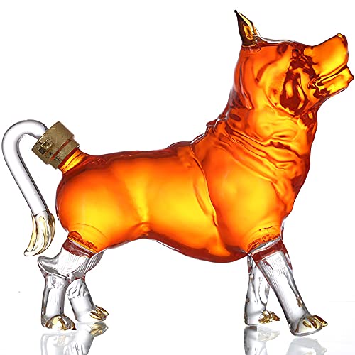 Dog Whiskey Decanter,Glass Zodiac Animal Wine Decanter,1000ml Liquor Decanter For Whiskey Scotch RumTequila