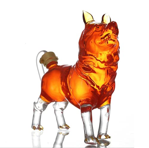 Dog Whiskey Decanter,Glass Zodiac Animal Wine Decanter,1000ml Liquor Decanter For Whiskey Scotch RumTequila