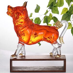 Dog Whiskey Decanter,Glass Zodiac Animal Wine Decanter,1000ml Liquor Decanter For Whiskey Scotch RumTequila