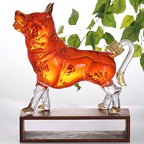 Dog Whiskey Decanter,Glass Zodiac Animal Wine Decanter,1000ml Liquor Decanter For Whiskey Scotch RumTequila