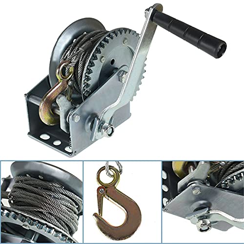 ALL-CARB 1200lbs Heavy Duty Hand Winch Boat Winch with 10m 32ft Steel Cable for Boat Trailer or ATV