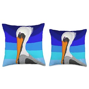 Kai Gentile Pelican Sea Bird Earth Ocean Artist Series Throw Pillow, 18x18, Multicolor