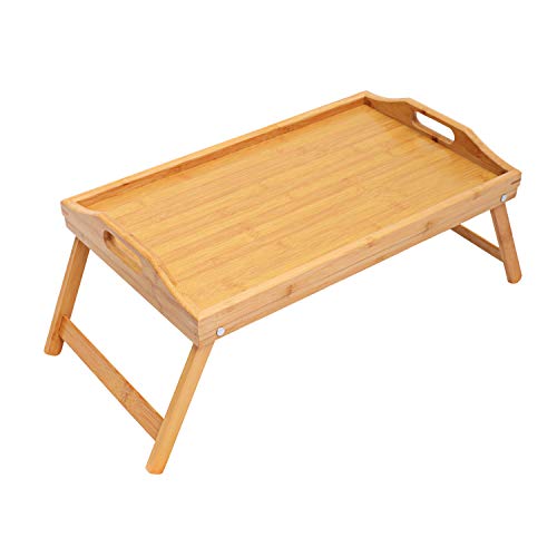 SANPON Bamboo Bed Tray for Eating Breakfast Trays for Bed Serving Trays with Handles Food in Bed Tray Large