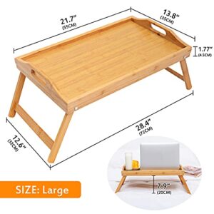 SANPON Bamboo Bed Tray for Eating Breakfast Trays for Bed Serving Trays with Handles Food in Bed Tray Large