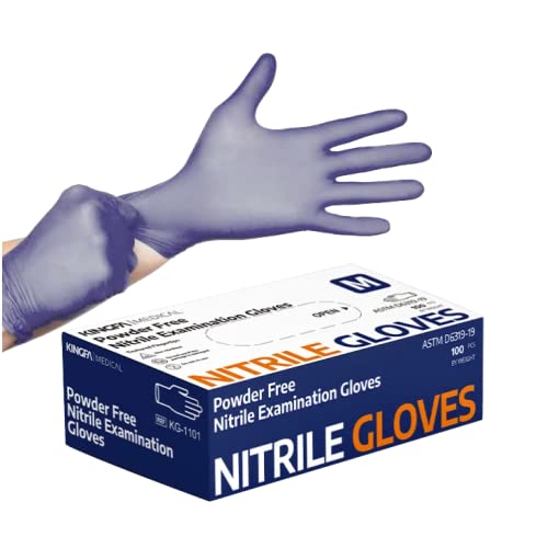 100% Nitrile Chemo-rated Medical Grade Exam Gloves - 510(k), Latex and Powder Free, Disposable, 4 mil Thickness, Textured Fingers, Indigo (1000, Medium)