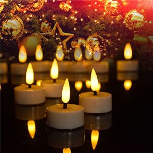 actpe led tea light candles with timer flickering flame, 12pcs battery operated realistic bright unscented tea light fake candles for romantic wedding home xmas decor birthday halloweens, warm white