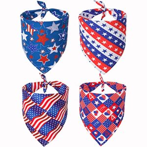 adoggygo 4 pack american flag dog bandana triangle dog scarf 4th of july bandana for small medium dogs pets