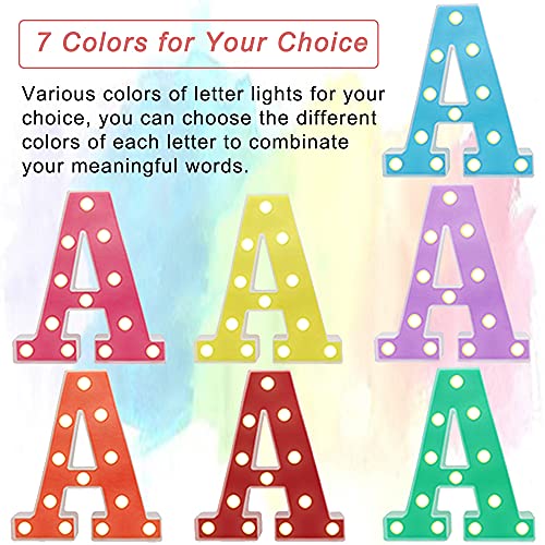 Pooqla LED Marquee Letter Lights, Light Up Alphabet Marquee Letters Sign for Night Light Birthday Wedding Party Christmas Lamp Home Bar Decoration, Pink Letter A